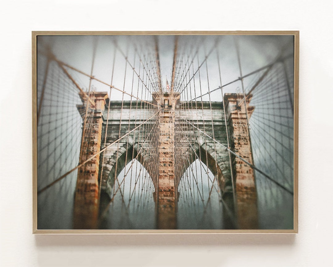 Brooklyn Bridge Art - Brooklyn Print, Bridge Prints, Blue Beige Neutral ...