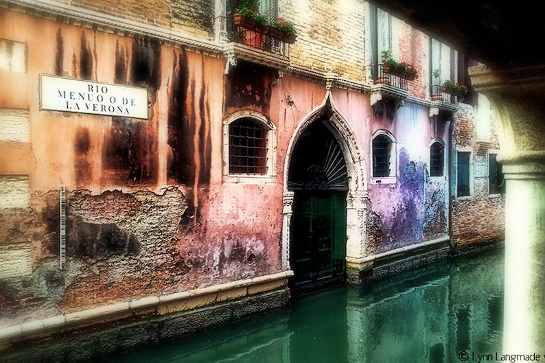 Venice Photography Pink Doorway on a Green Canal Venice - Etsy