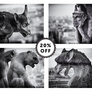 Gargoyles Print Set Set of 4 Prints of Paris Gargoyles | Etsy