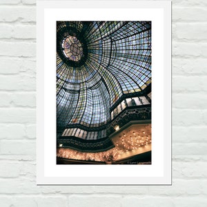 Paris Photography -blue Stained Glass Ceiling at Printemps Store, Paris ...