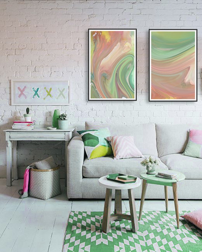 Abstract Pastel Print Set Set of 2 Prints 8x10 Pale Pink - Etsy UK