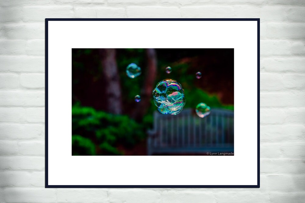 Bubble Photography blue bubbles floating abstract art blue | Etsy