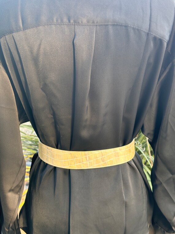 ML Escada Belt, Croco Embossed Belt Size Small, Beige… - Gem