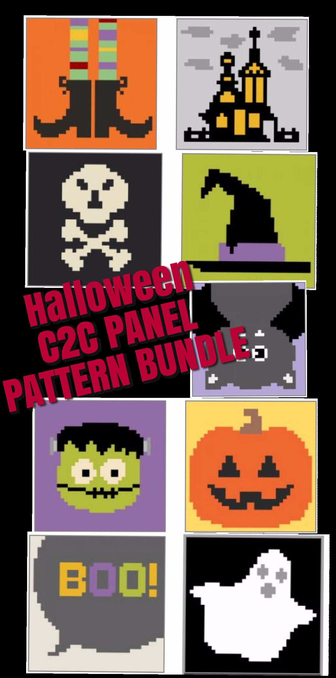 Halloween C2c Panel Pattern Bundle - Graphs & Written - Etsy