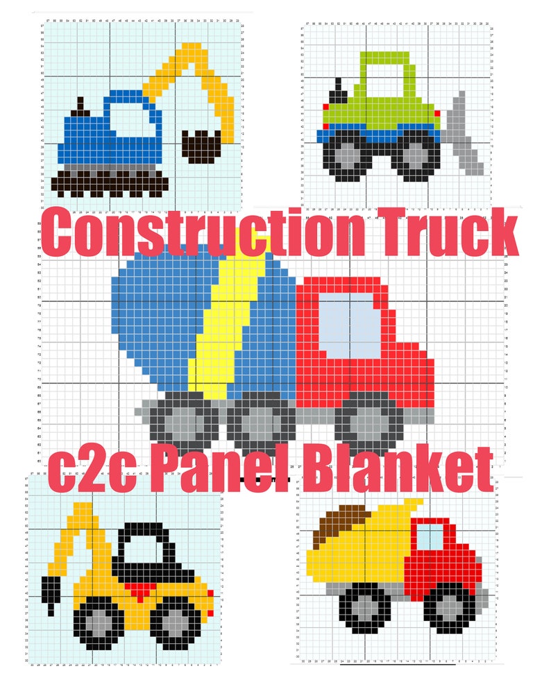 Construction Truck Panel Blank C2c Pattern (set 1)- Graphs (read ...