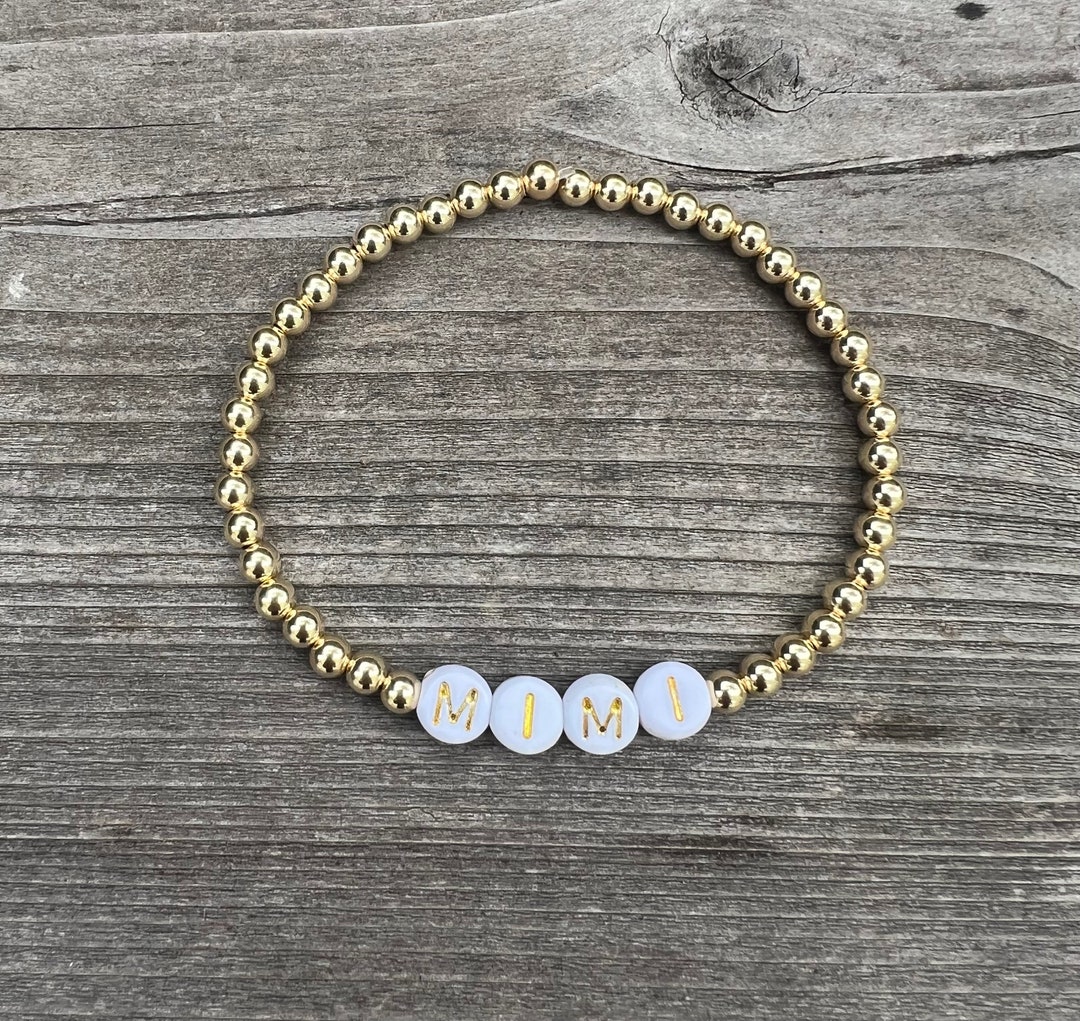 Mimi Bracelet / Beaded Letter Bracelets / Goldfill / Non-tarnish ...