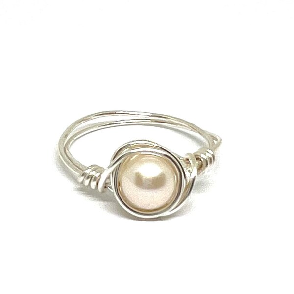 Wire Wrap Pearl Ring - Etsy