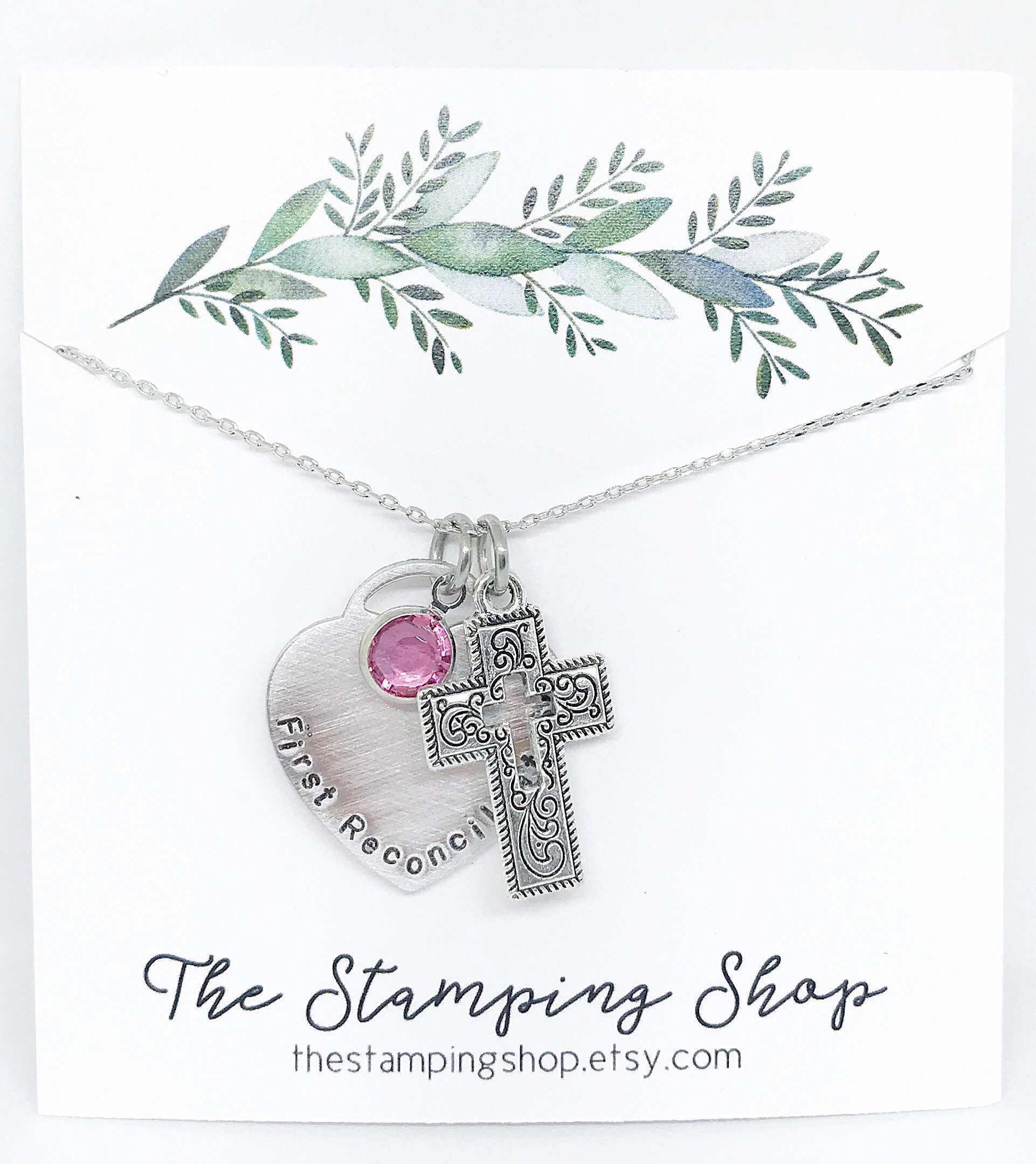 FIRST Reconciliation Girl Gift Hand Stamped heart necklace. | Etsy