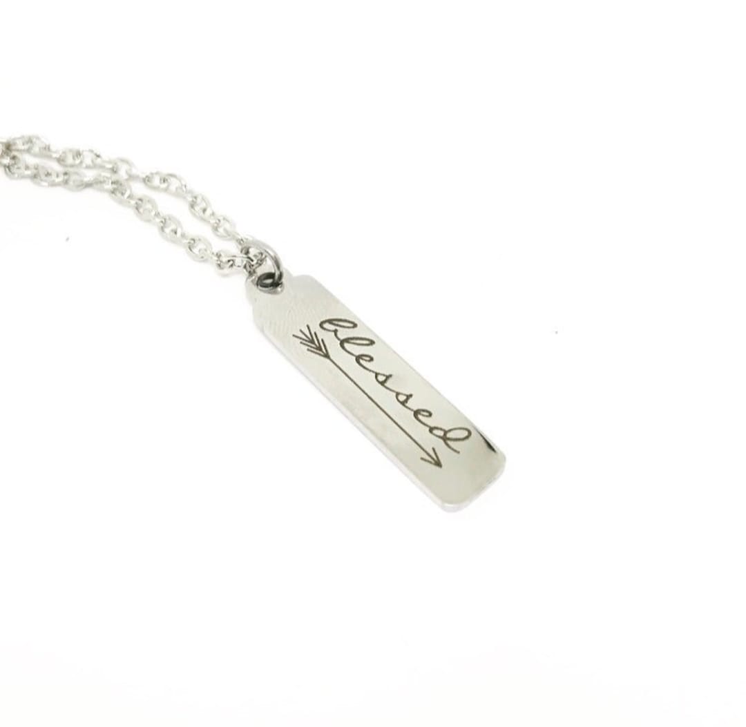 Laser Engraved Blessed Arrow Pendant Necklace - Stainless Steel - Etsy