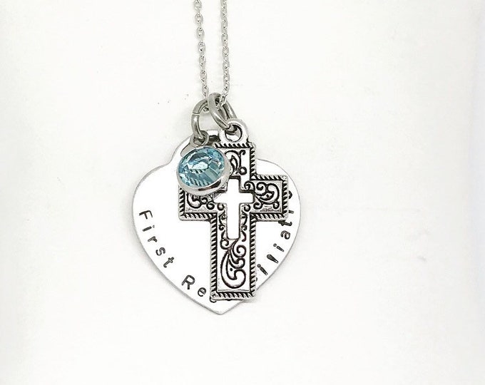 FIRST Reconciliation Girl Gift Hand Stamped Heart Necklace. Communion ...