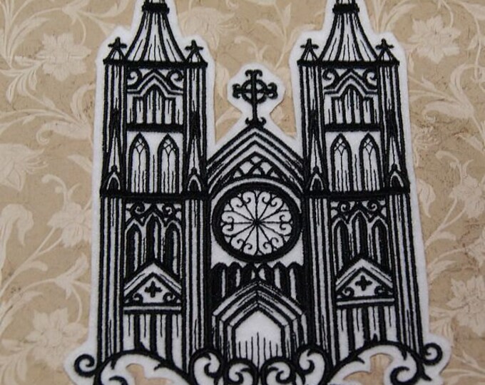 Gothic Filigree Castle Church Tower Iron On Embroidery Patch | Etsy