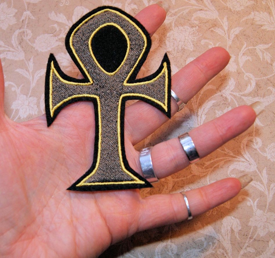 Egyptian Ankh Symbol Iron on Embroidery Patch Mtcoffinz - - Choose Size ...