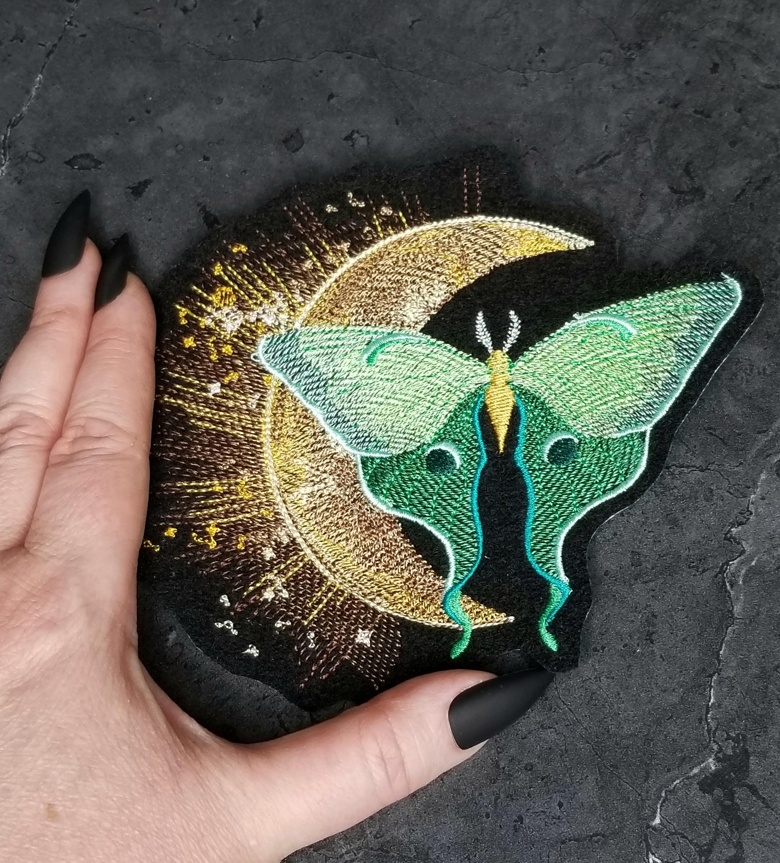 Midnight Luna Moth Crescent Moon Iron on Embroidery Patch - Etsy