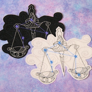 Libra - the Scales- Constellation Iron on Embroidery Patch Mtcoffinz - Choose Size - Etsy