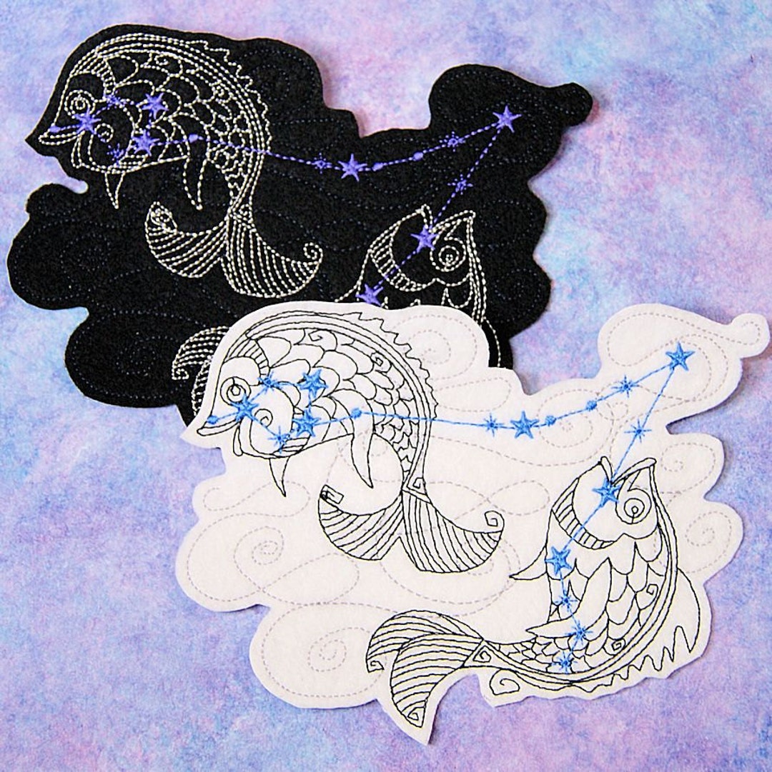 Pisces - the Fish- Constellation Iron on Embroidery Patch Mtcoffinz ...