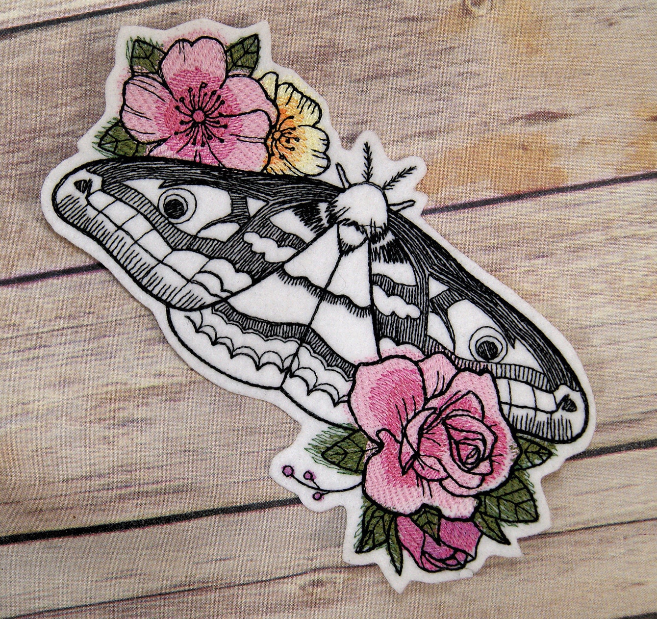 Moth Flowers Gothic Dire Blooms Iron on Embroidery Patch | Etsy