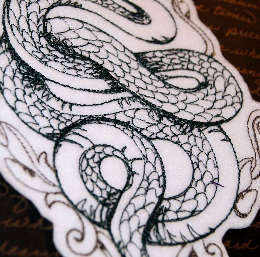 Slythering Snake Toile Iron on Embroidery Patch Mtcoffinz - Etsy