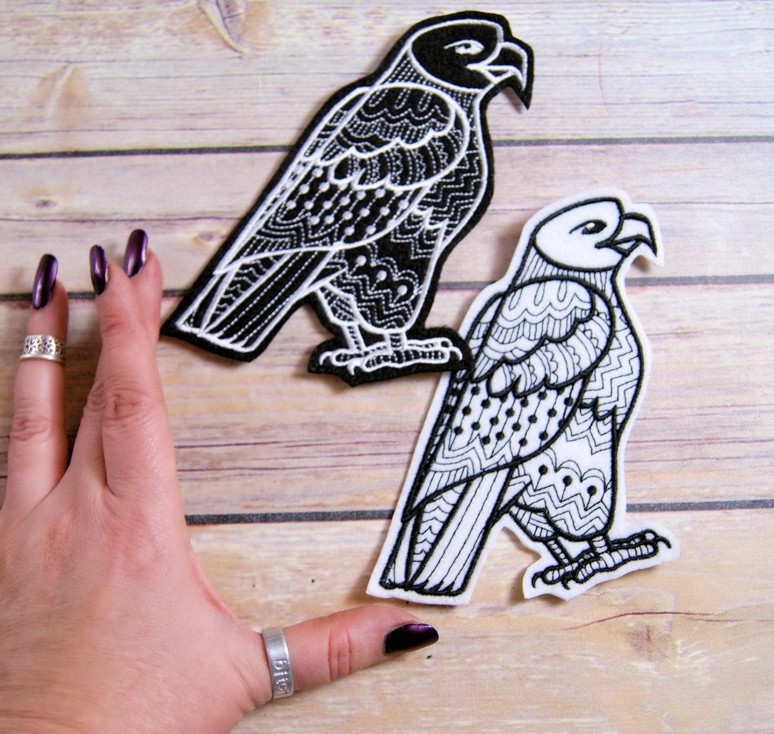 Hawk Black White Iron on Embroidery Patch Mtcoffinz Choose - Etsy