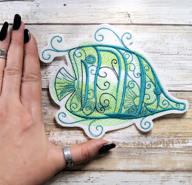 Green Triggerfish - Iron on Embroidery Patch Mtcoffinz - Choose Size - Etsy