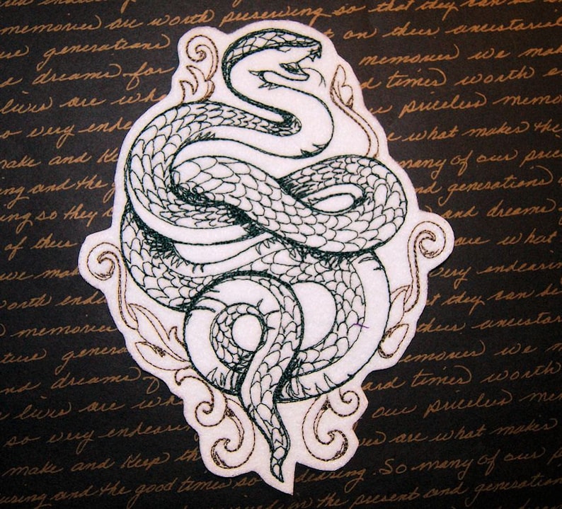Slythering Snake Toile Iron on Embroidery Patch Mtcoffinz - Etsy