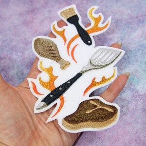 BBQ Grill Patch Cookout Apron Patch Gift for Fathers Day BBQ Fire ...