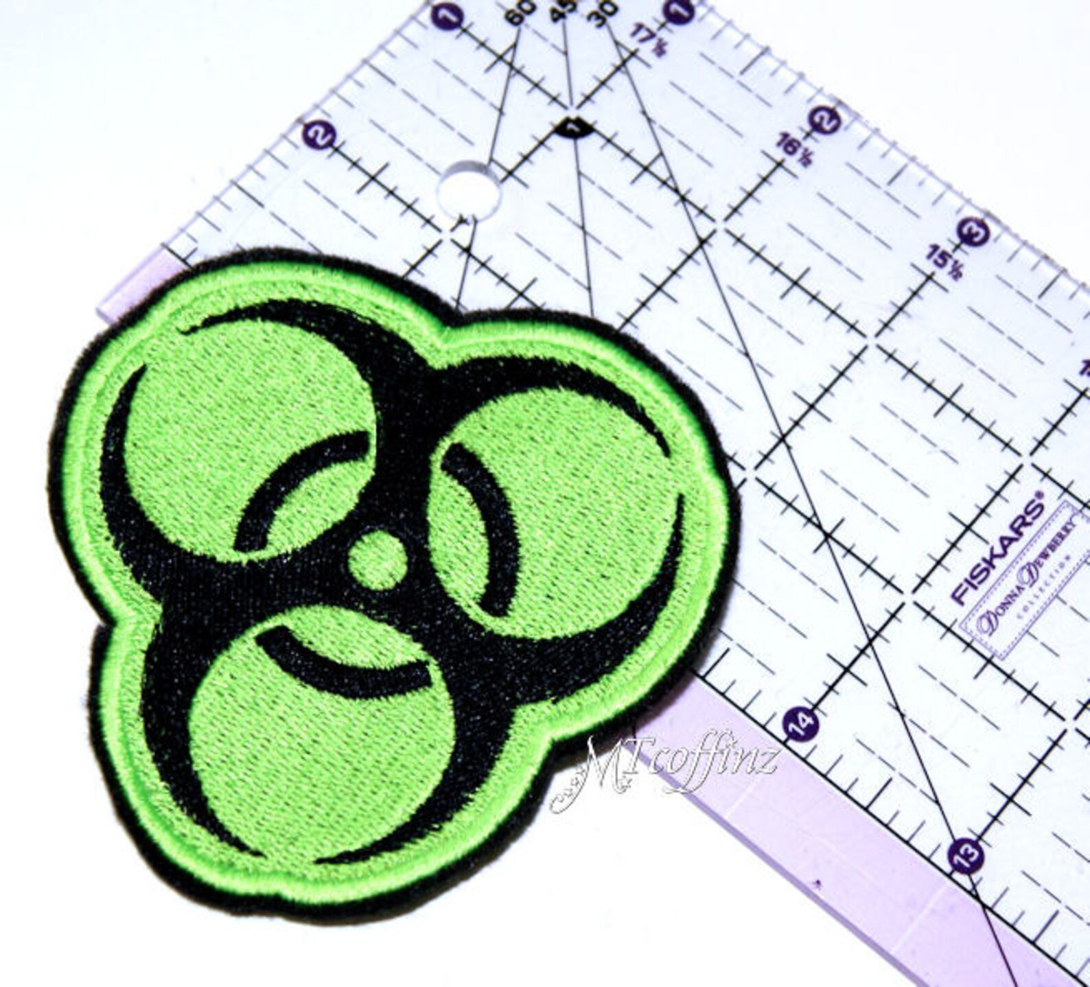 Biohazard Symbol Neon Custom Color Iron on Embroidery Patch Mtcoffinz ...