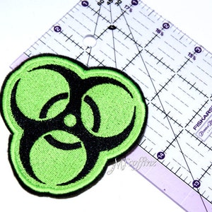 Biohazard Symbol Neon Custom Color Iron on Embroidery Patch Mtcoffinz ...