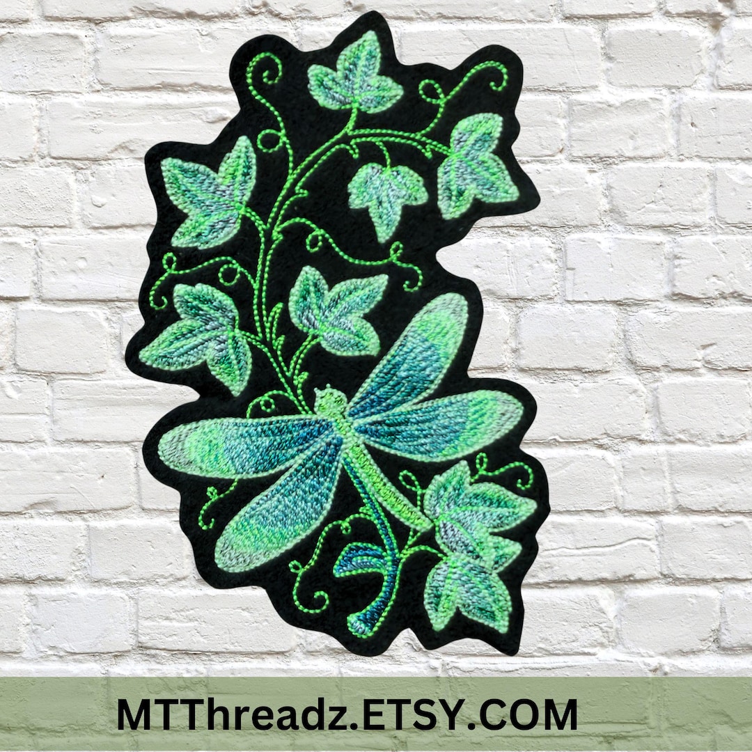 Glow in the Dark Dragonfly Patch Glow Thread Ivy Vines Iron on ...