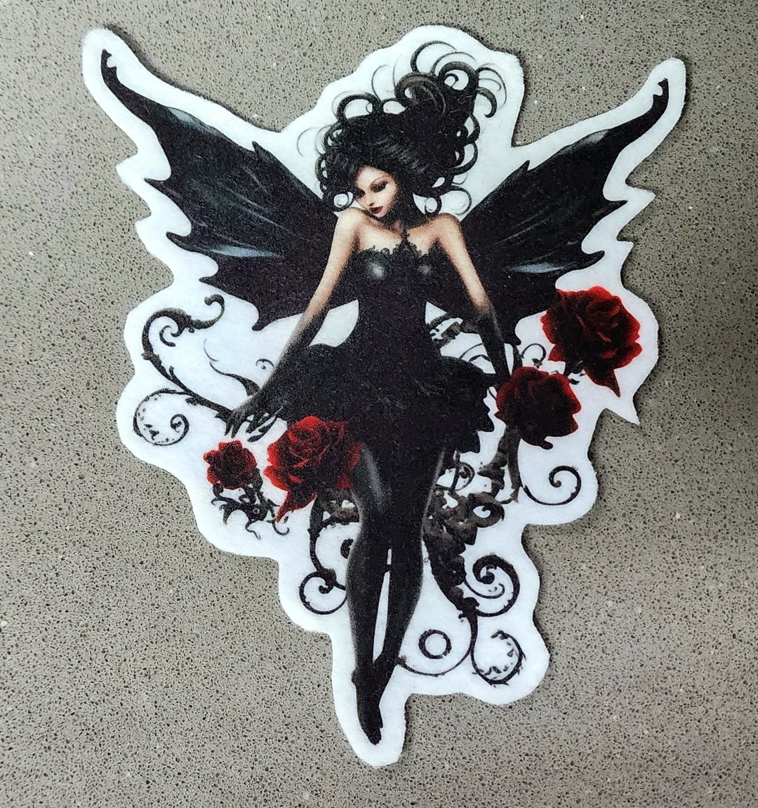 Black Rose Fairy Fae - Iron on Fabric Patch Mtcoffinz - Choose Size - Etsy