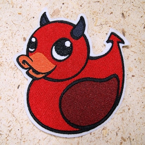 Retro Classic Red Devil Rubber Duckie Iron on Embroidery Patch ...