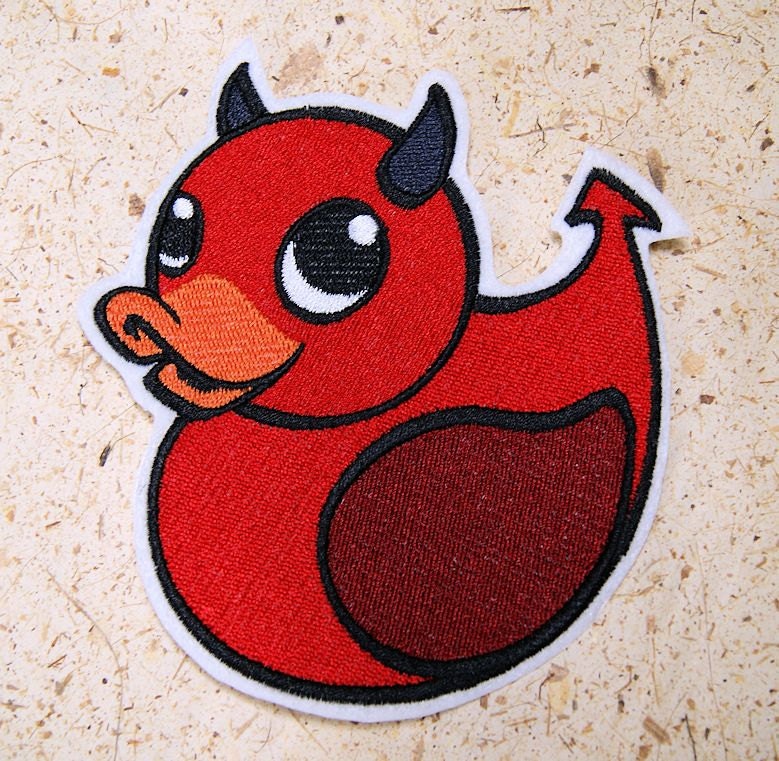 Retro Classic Red Devil Rubber Duckie Iron On Embroidery Patch | Etsy