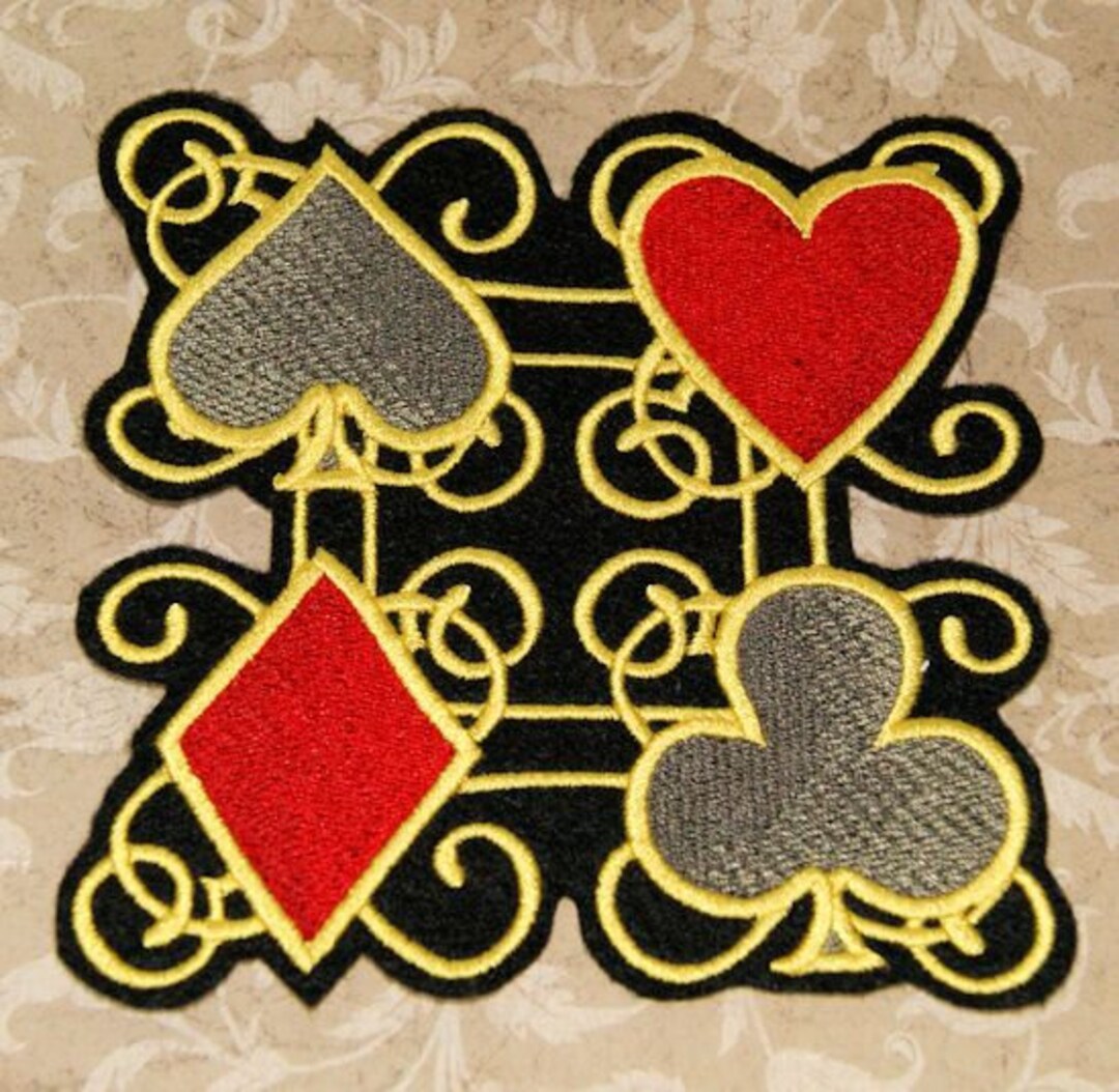 Lady Luck Card Suits Iron on Embroidery Patch Mtcoffinz - Large- Choose ...