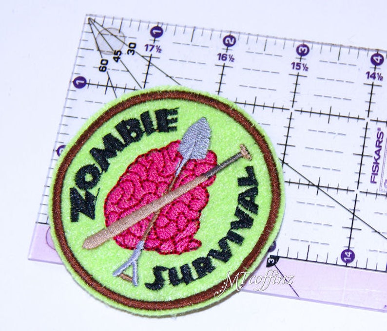 Zombie Survival Brains Round Iron on Embroidery Patch - Etsy