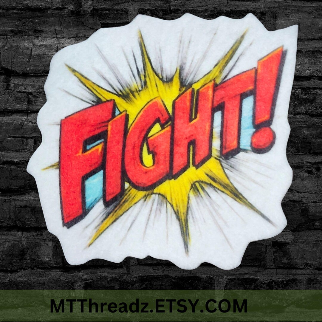 FIGHT Comic Book Patch Anime Fight Text Explosion Comic Call Out Iron ...