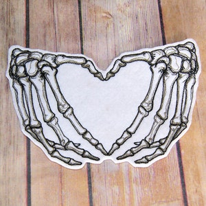 Spooky Skeleton Hand Bones Heart Iron on Embroidery Patch Mtcoffinz ...