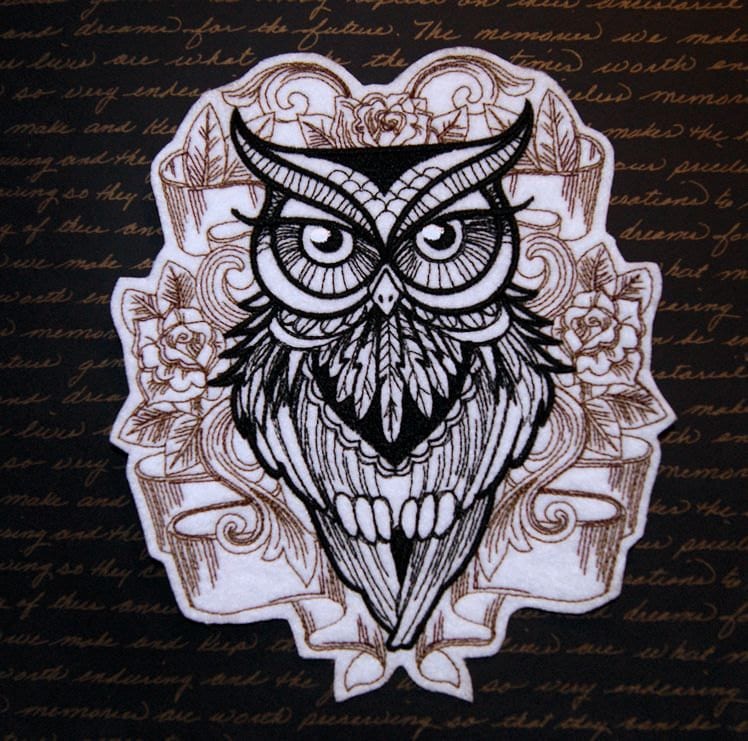 Serious Barn Owl Iron on Embroidery Patch Mtcoffinz- Choose Size - Etsy
