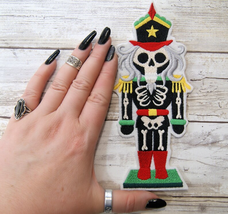 Skeleton Nutcracker Iron on Embroidery Patch Mtcoffinz - Choose Size - Etsy