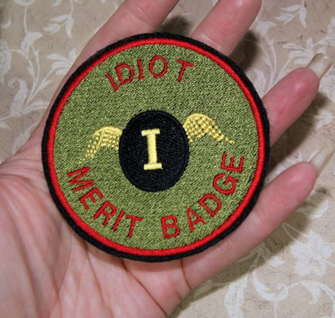 PARODY Idiot Merit Badge Round Iron on Embroidery Patch - Etsy