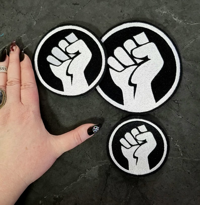 Protest Fist Black White Iron on Embroidery Patch Mtcoffinz - Etsy