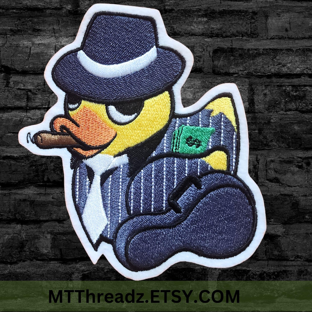 Gangster Duck Patch Retro Mafia Duck Rubber Duckie Iron on Embroidery ...