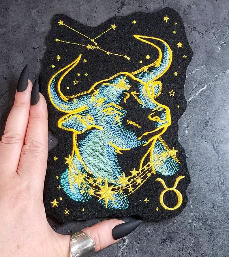 Taurus- the Bull- Zodiac Constellation Iron on Embroidery Patch ...