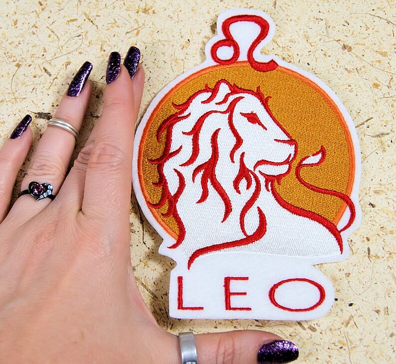Leo- the Lion- Zodiac Iron on Embroidery Patch Mtcoffinz - Choose Size - Etsy