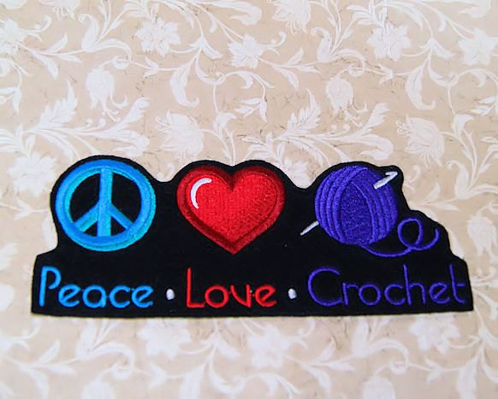 Peace Love Crochet Iron on Embroidery Patch Mtcoffinz - Etsy