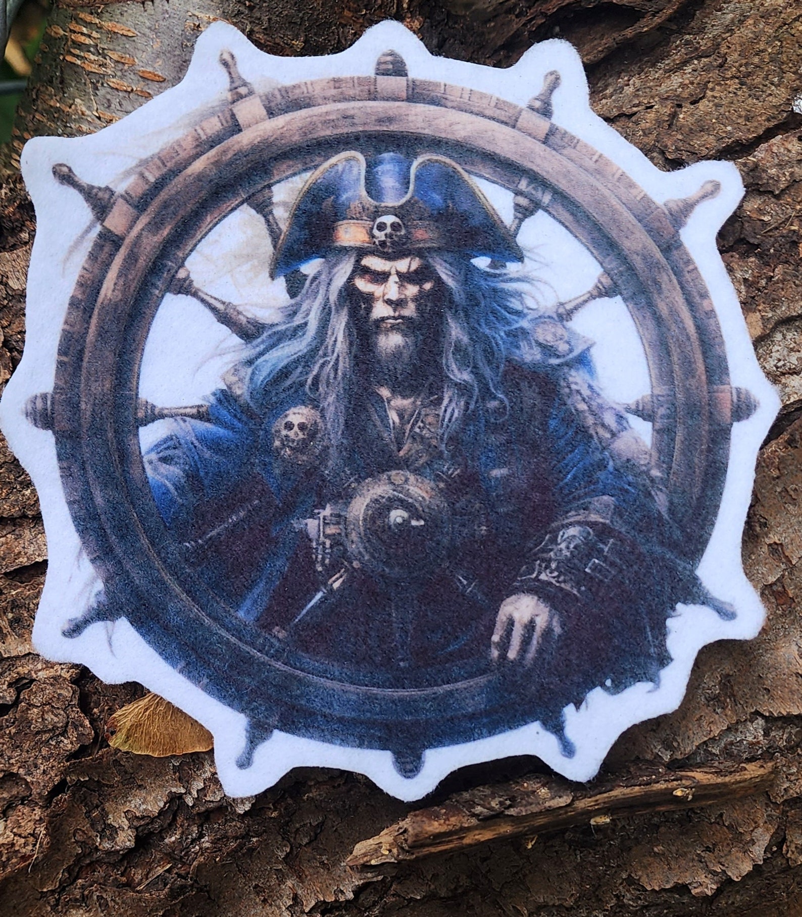 Pirate Skeleton Sunken Ship Captain's Wheel Ghostly Undead Sea Captain ...