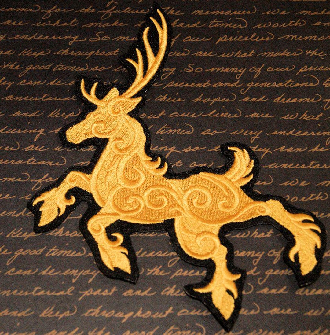 Gilded Stag- Royal Heraldry Iron on Regal Crest Embroidery Patch Mirror ...