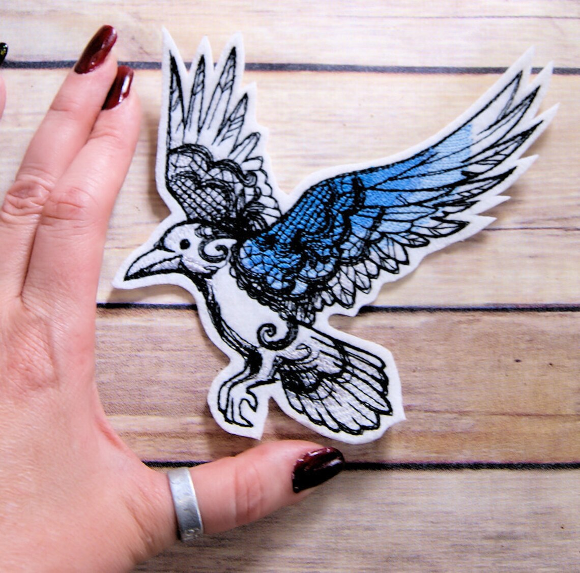 Raven Phantasm Blue Iron on Embroidery Patch Mtcoffinz - Choose Size - Etsy