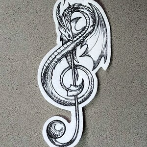 Dragon Treble Clef Musical Iron on Embroidery Patch Mtcoffinz - Choose ...