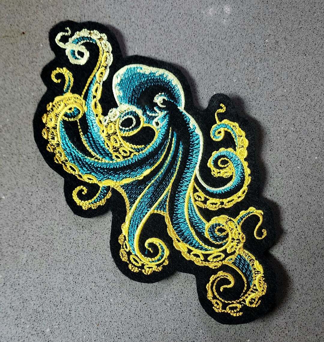 Green Octopus Embroidered Patch Iron on Embroidery Patch Mtcoffinz ...