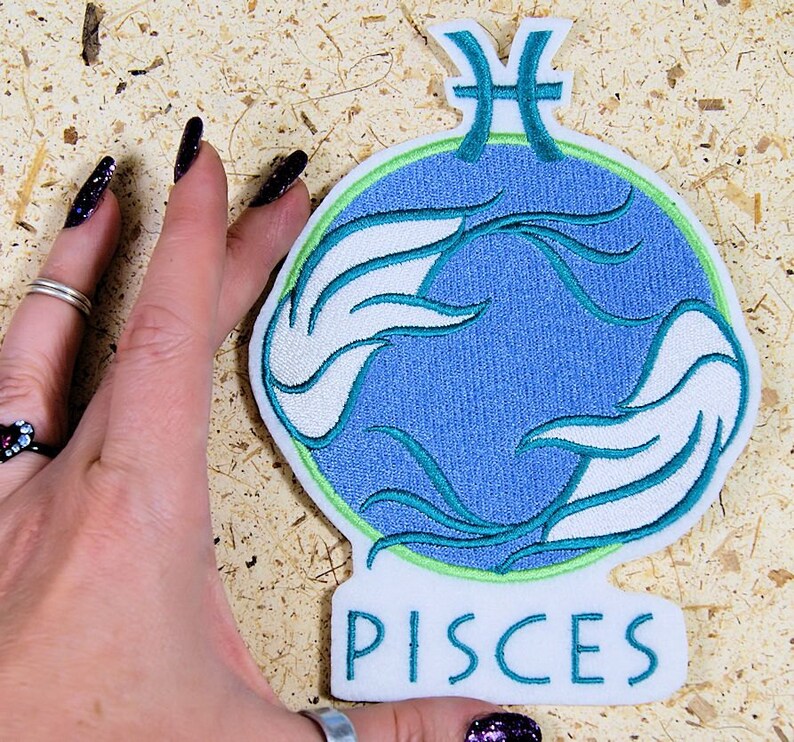 Pisces the Fish Zodiac Iron on Embroidery Patch Mtcoffinz | Etsy UK