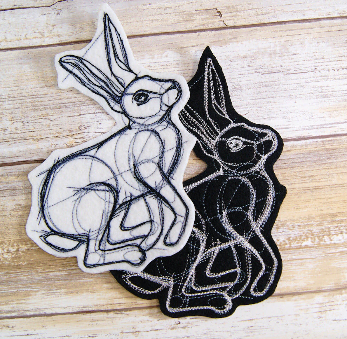 Sketchwork Rabbit Iron on Embroidery Patch Mtcoffinz - - Choose Size ...